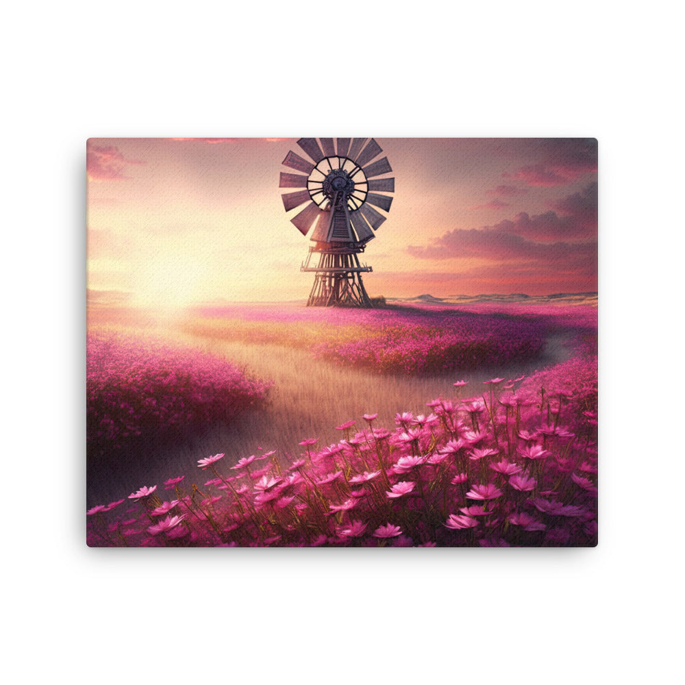 Whimsical Pink Flower Windmill Canvas: Nature's – Lumen Archive